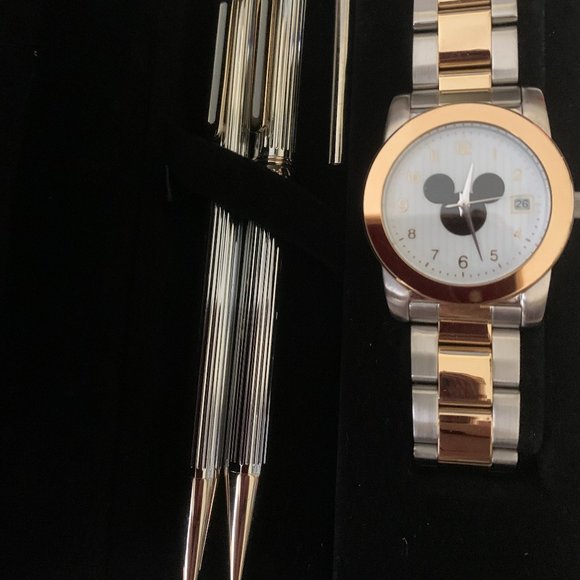 Disney | Accessories | Disney Gold Silver Watch Set With Pen And Pencil ...